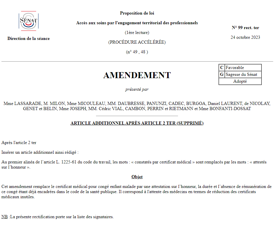 Congé enfant malade : le certificat médical bientôt inutile pour en demander le bénéfice à son ...